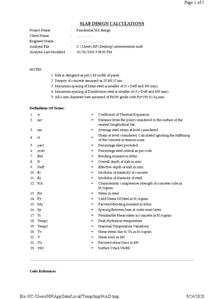 1st Floor Slab Design Sample PDF | PDF | Strength Of Materials | Young ...