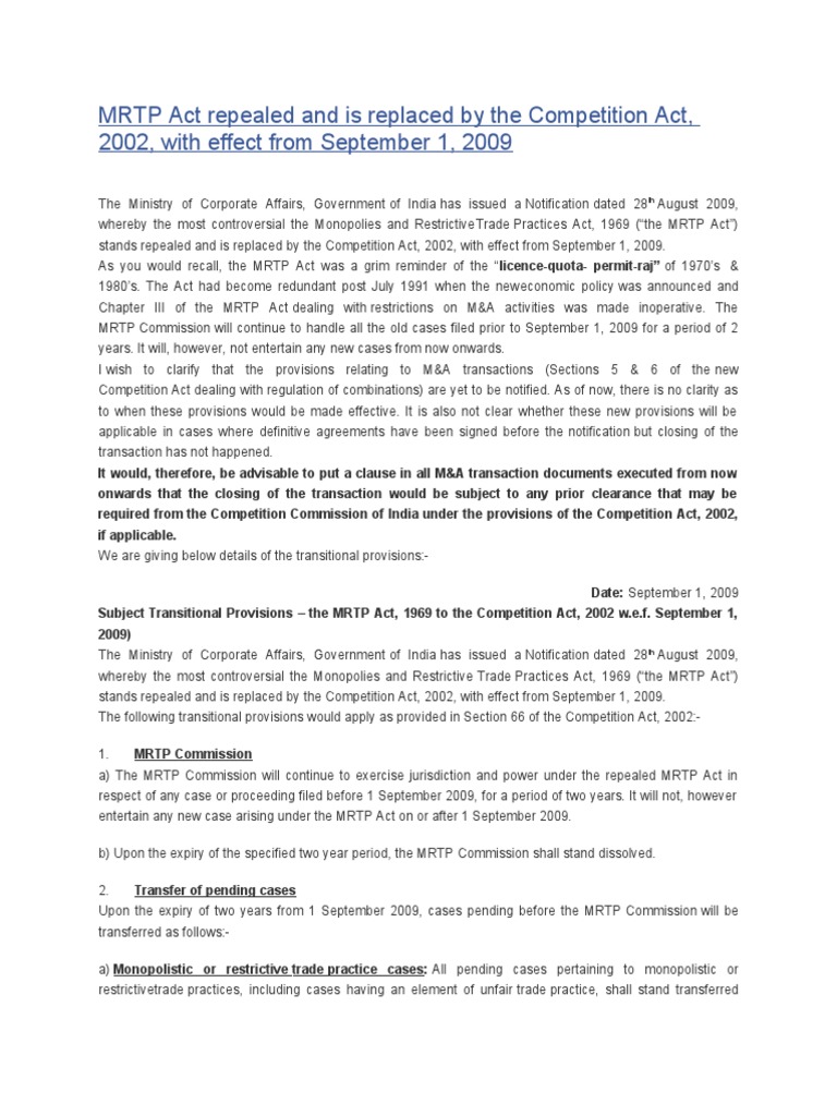 MRTP Act | PDF | Policy | Private Law