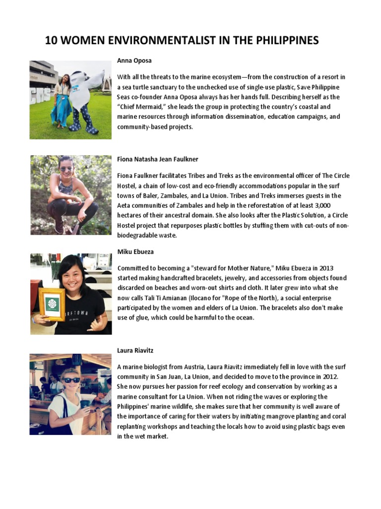 Notable Women Environmentalists in PH | PDF | Natural Environment ...