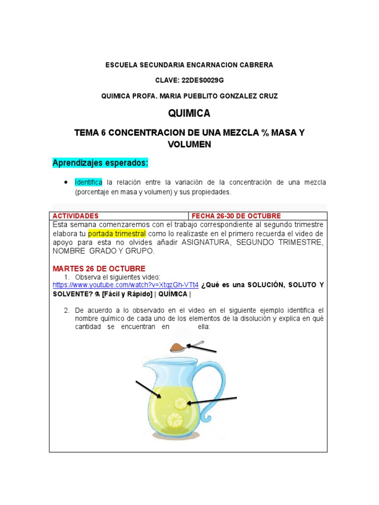 Tema 6 Concentracion de Una Mezcla | PDF | Concentración | Sustancias químicas