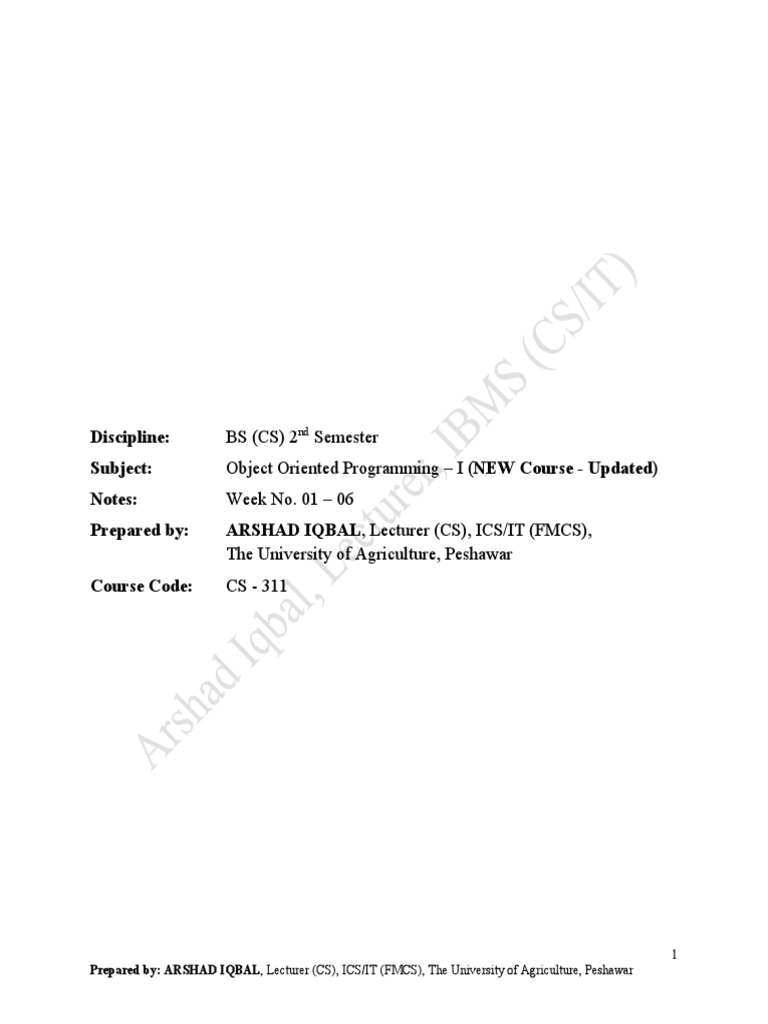 Mid Term NEW Course - Updated - Spring 2020 (Week No. 01 - 06) PDF | PDF | Pointer (Computer ...