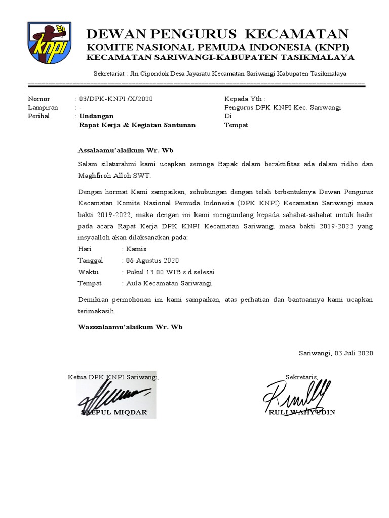 Surat Undangan Raker | PDF