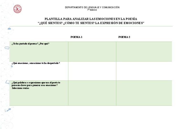 Plantilla Análisis Poema | PDF | Artes del Lenguaje y Comunicación