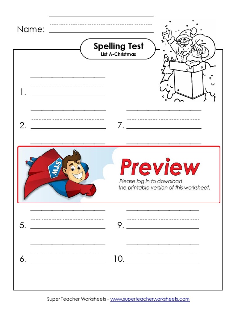 Listachristmas Spelling Test | PDF