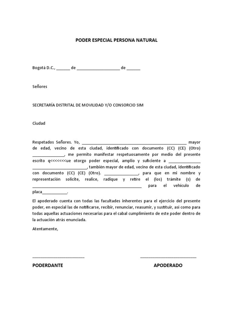 Poder Especial Persona Natural | PDF