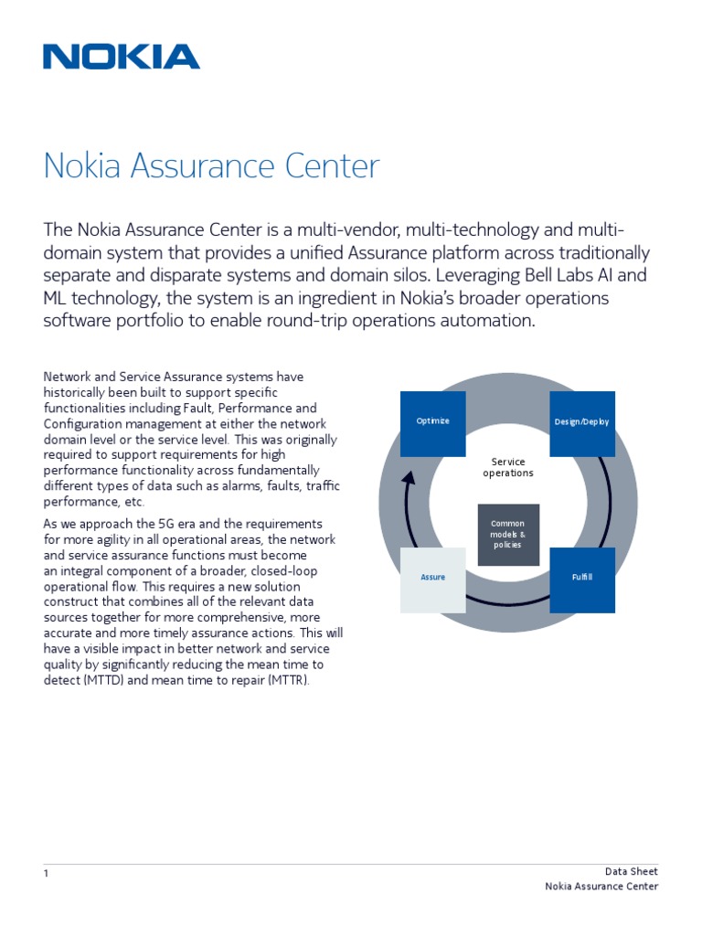 1 Data Sheet Nokia Assurance Center | PDF | Automation | Computer Network