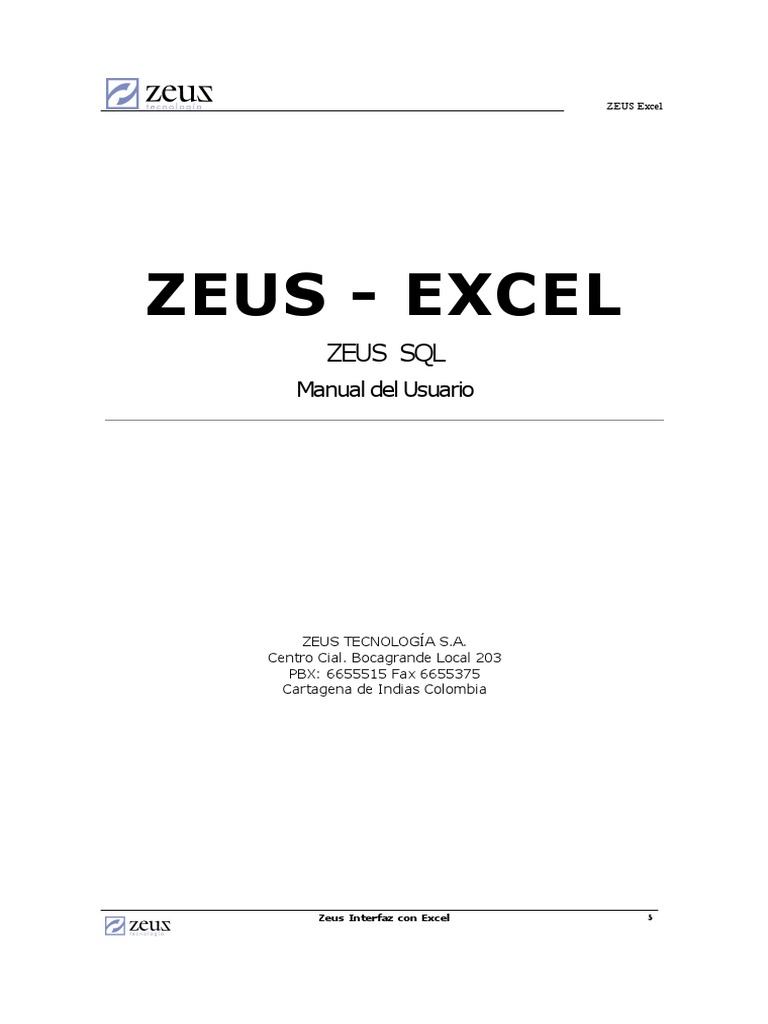 Manual de Zeus para Excel | PDF | Microsoft Excel | SQL