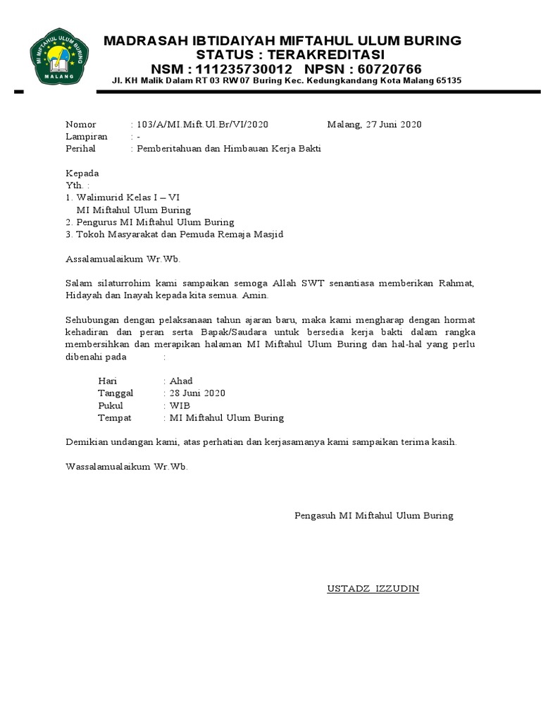 Undangan Kerja Bakti | PDF