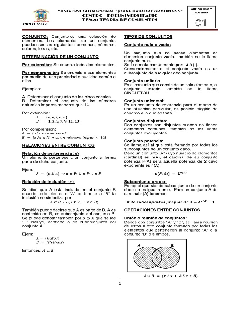 Pract. 01 Aritmetica y Alg. | PDF | Conjunto (Matemáticas) | Exponenciación