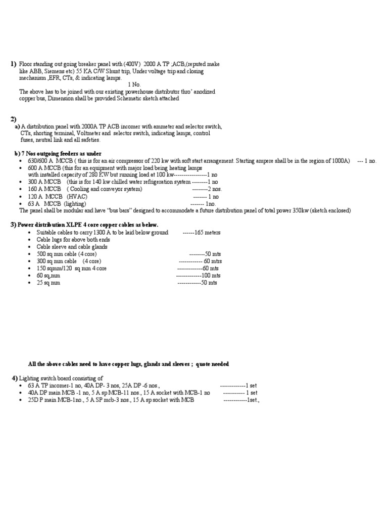 A) A Distribution Panel With 2000A TP ACB Incomer With Ammeter and ...