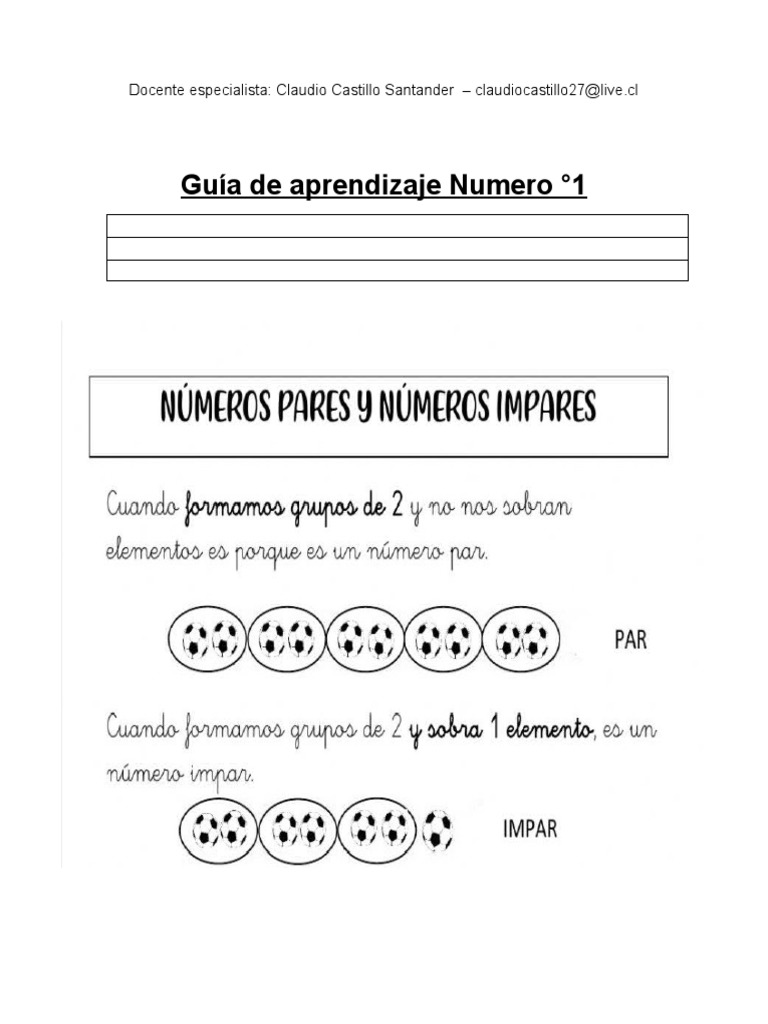Guia de Los Numeros Pares e Impares | PDF