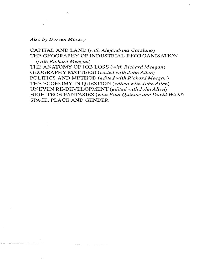 Massey - Spatial Divisions of Labor - Social Structures and The ...