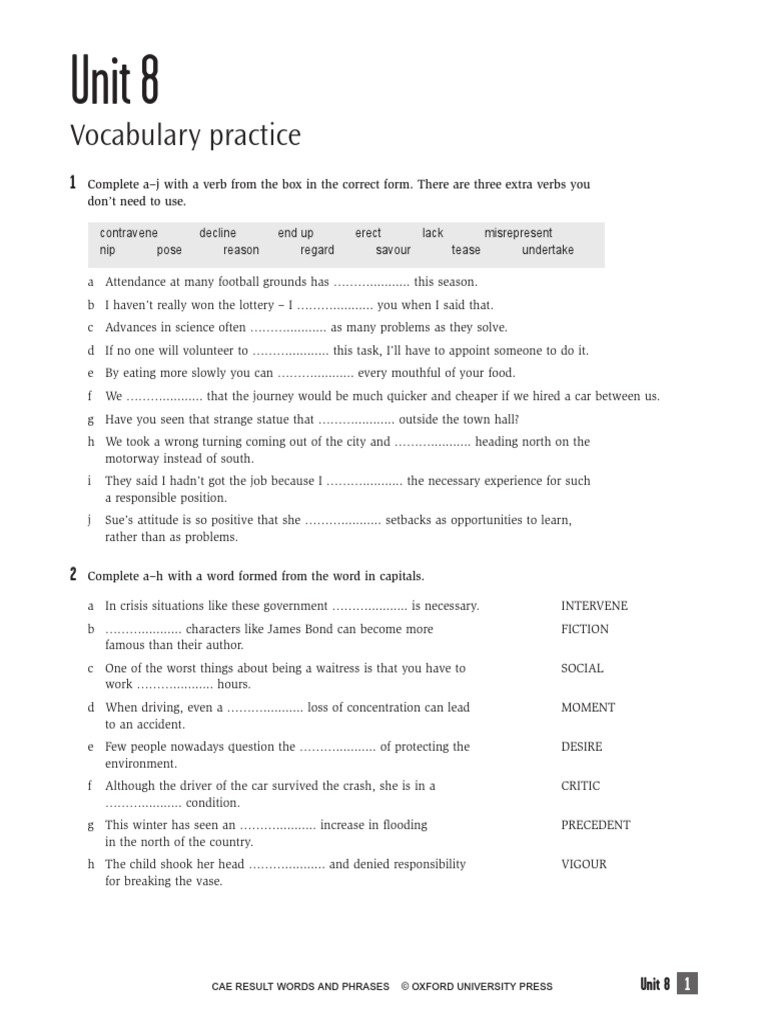 Practice Exercises CAE | PDF