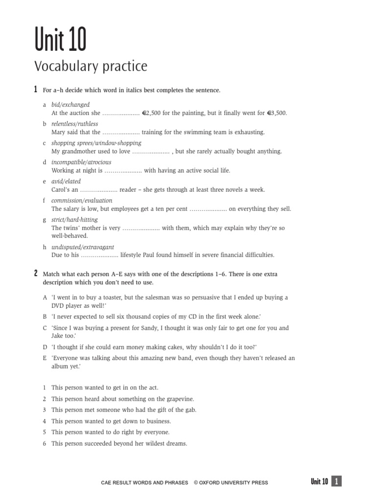 Practice Exercises CAE | PDF | Business