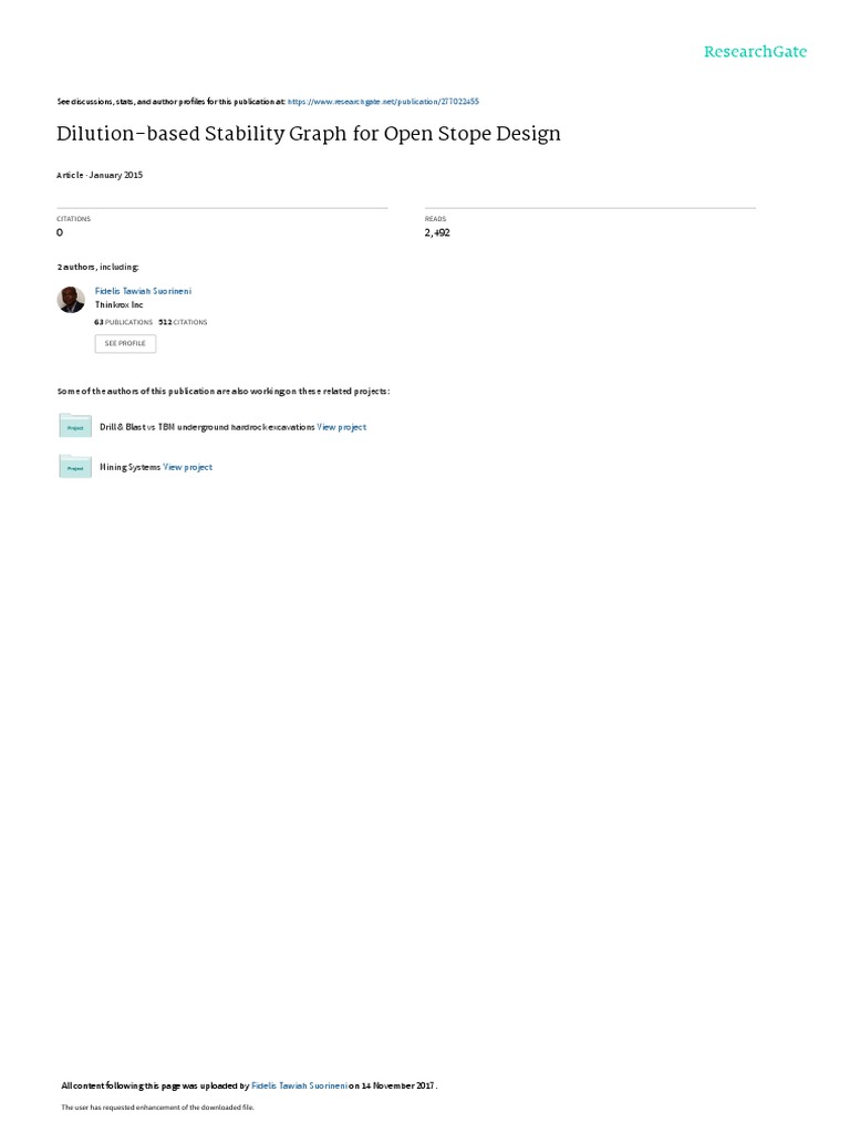 Dilution-Based Stability Graph For Open Stope Design: January 2015 ...