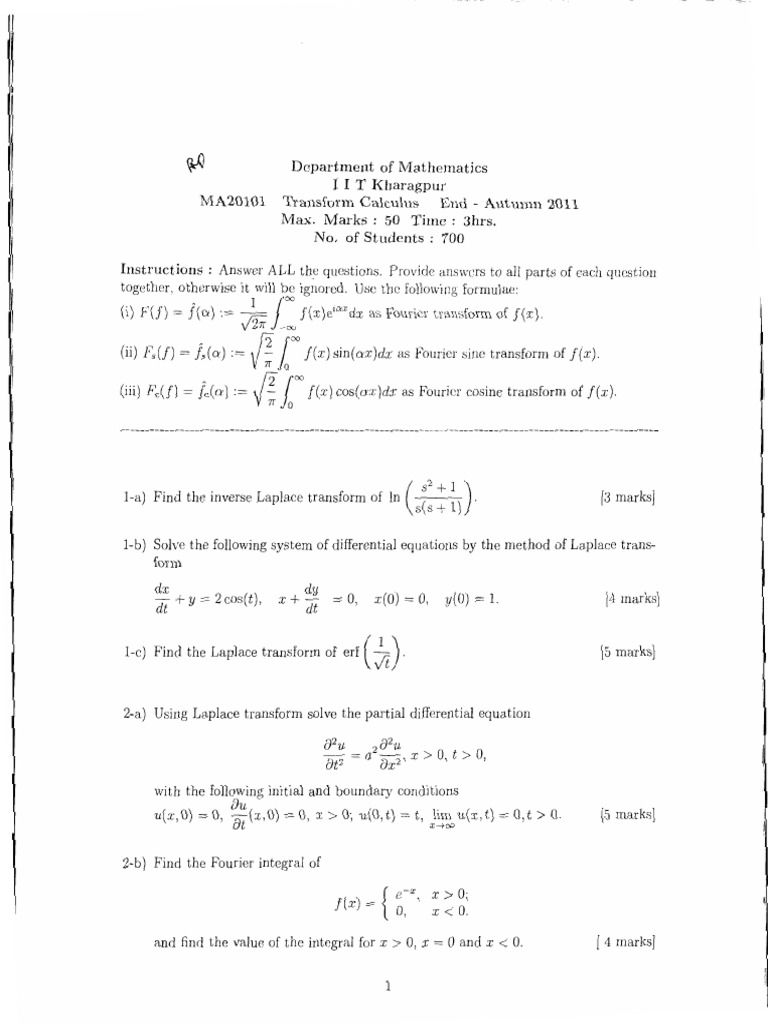 Transform Calculus PDF | PDF | Trigonometric Functions | Laplace Transform