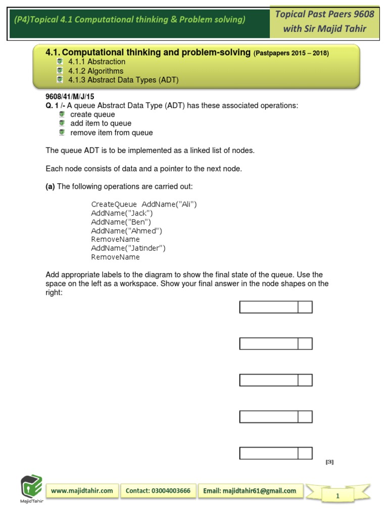 P4) Topical 4.1 Computational Thinking & Problem Solving | PDF | Pointer (Computer Programming ...