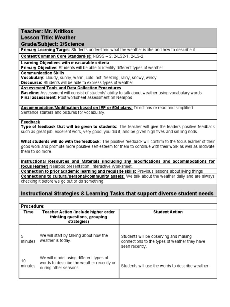 Science Mini Unit Plans | PDF | Educational Assessment | Vocabulary