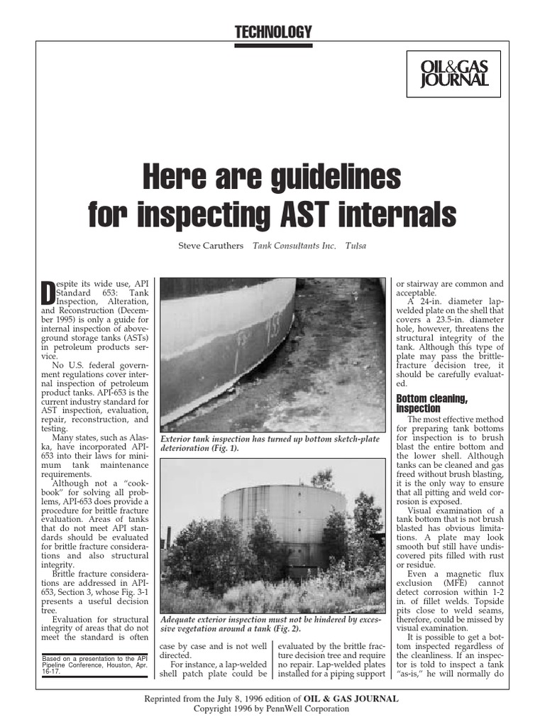Tank Inspection Guidelines PDF | PDF | Ultrasound | Welding