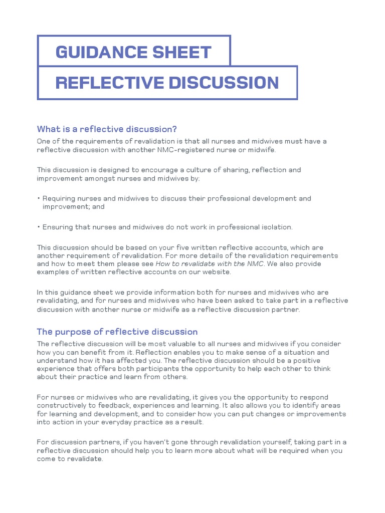 Guidance Sheet Reflective Discussion | Download Free PDF | Midwife ...