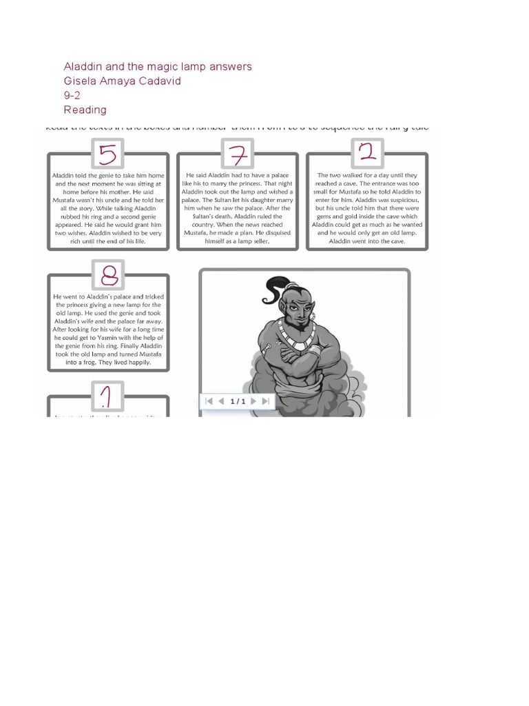 Aladdin and The Magic Lamp Answers | PDF