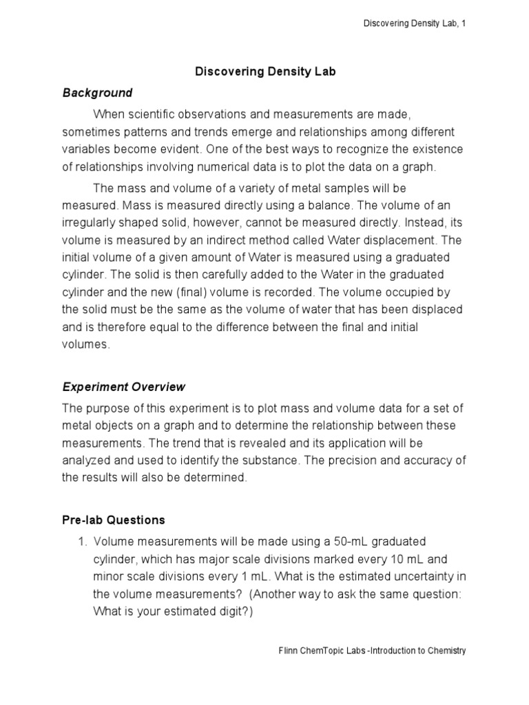 Lab - Discovering Density | PDF | Density | Volume
