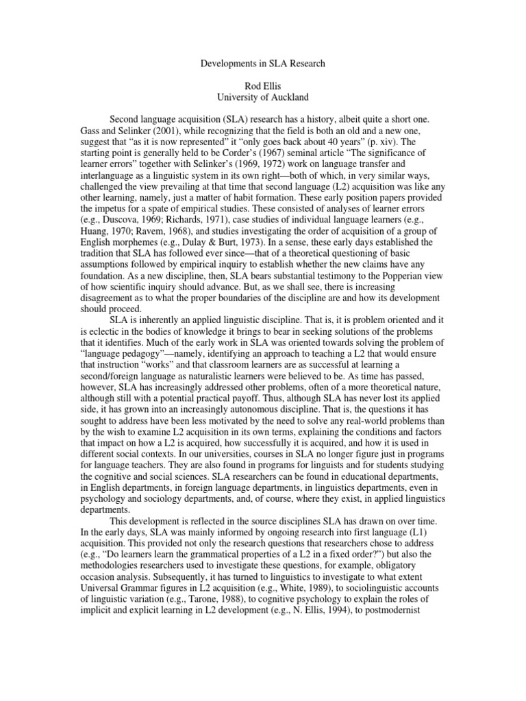Sla by Rod Ellis | PDF | Second Language Acquisition | Second Language
