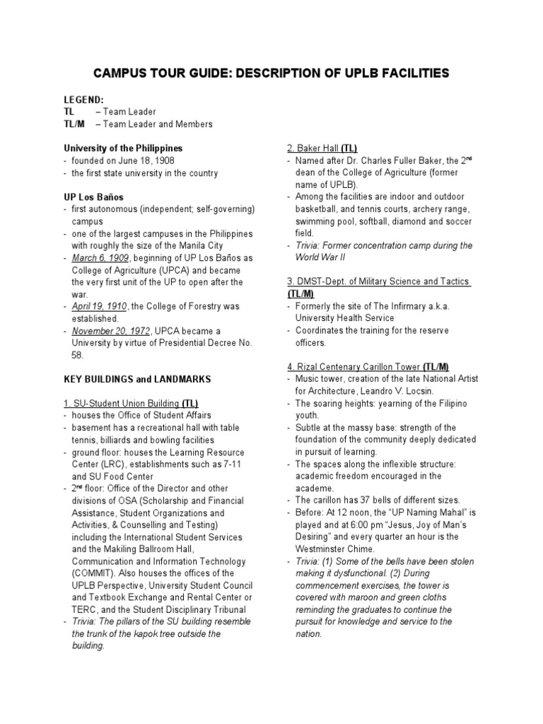 Campus Tour Guide: Description of Uplb Facilities | PDF | Science ...