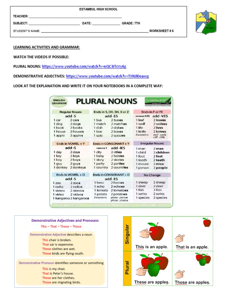 7th Grade Grammar Activities Worksheet | PDF | Syntax | Syntactic ...