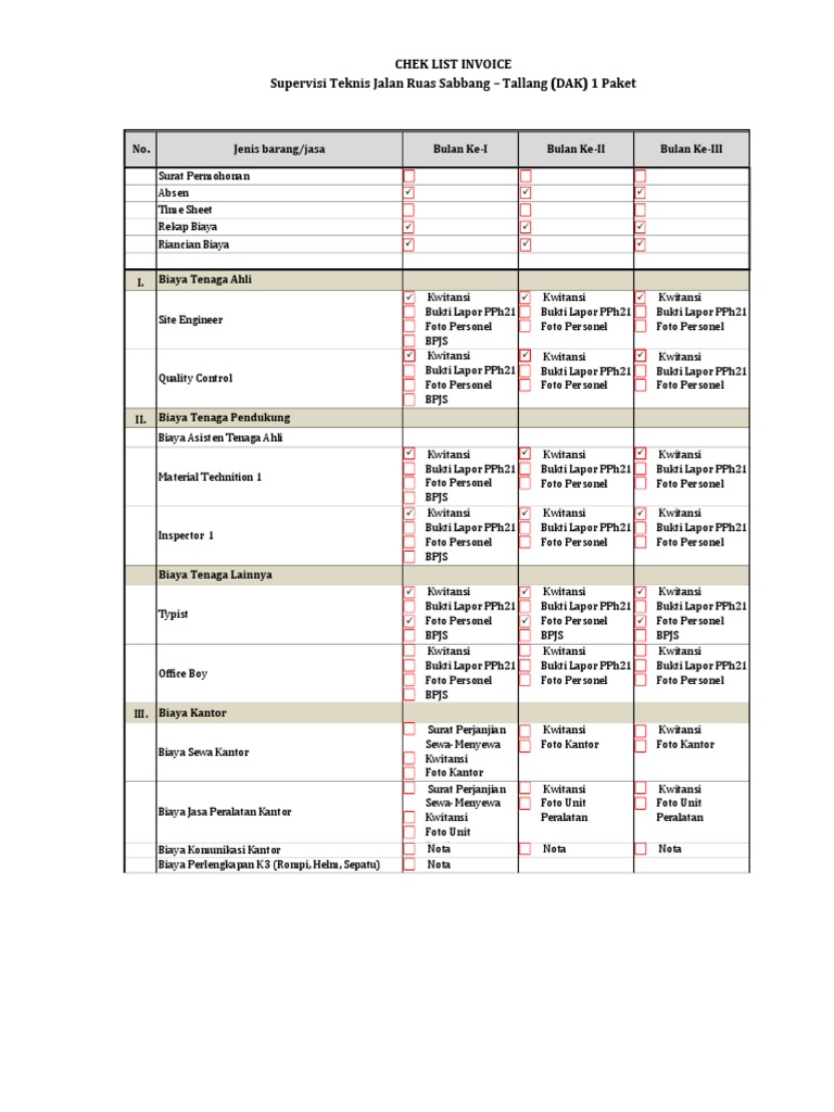 Chek List Invoice 14082020 | PDF