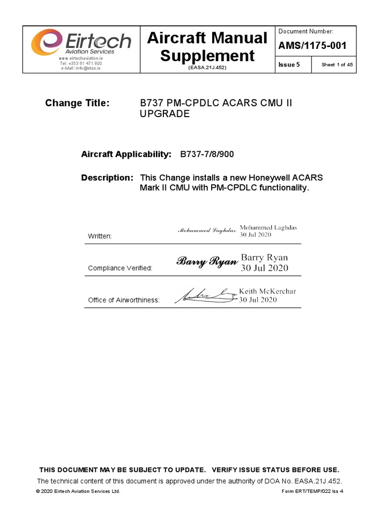 Acars | PDF | Landing Gear | Engines