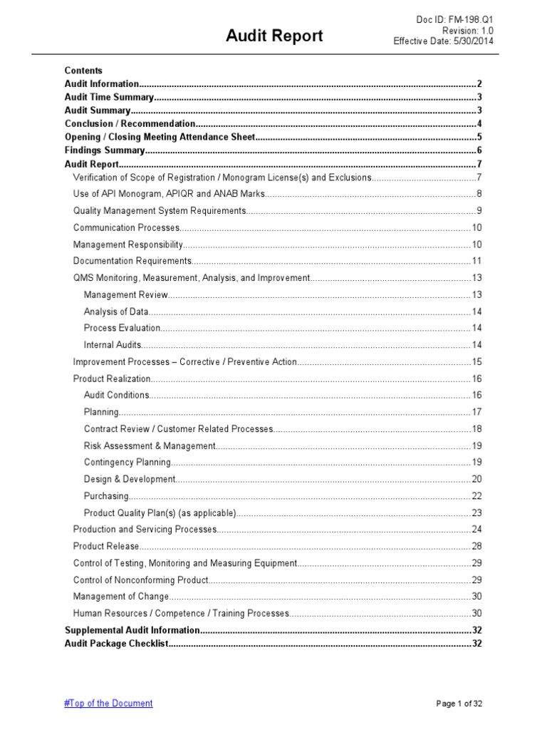 Comprehensive Audit Report Overview | PDF | Audit | Quality Management ...