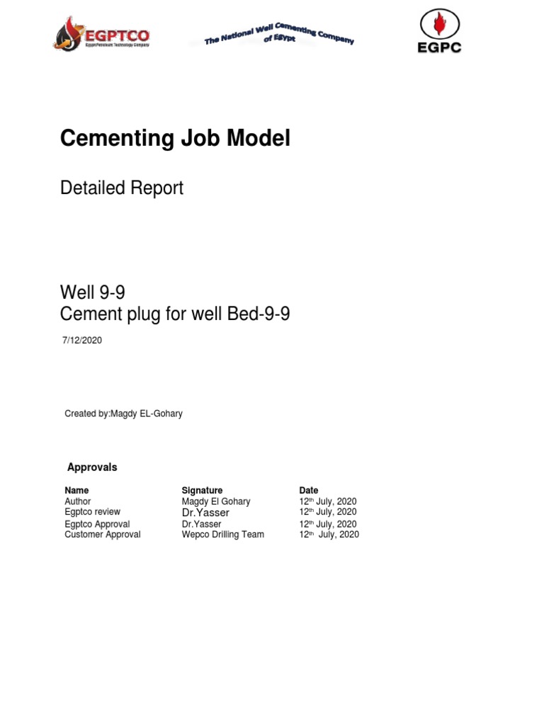 Cementing Job Model 001 | PDF | Casing (Borehole) | Pump