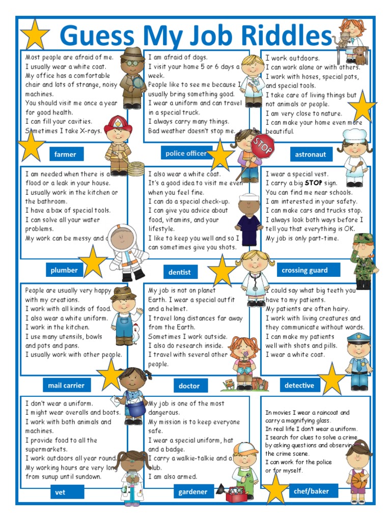 Guess My Job Riddles Fun Activities Games Games Icebreakers Picture Des ...