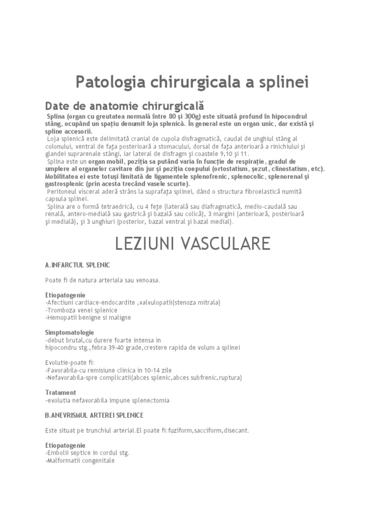 Boli Chirurgicale Le Splinei | PDF
