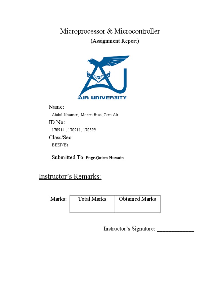Microprocessor & Microcontroller: (Assignment Report) | PDF | Central Processing Unit | Computer ...