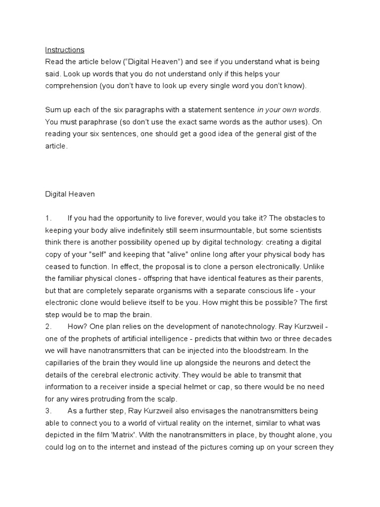 Article Digital Heaven | PDF | Heaven | Internet