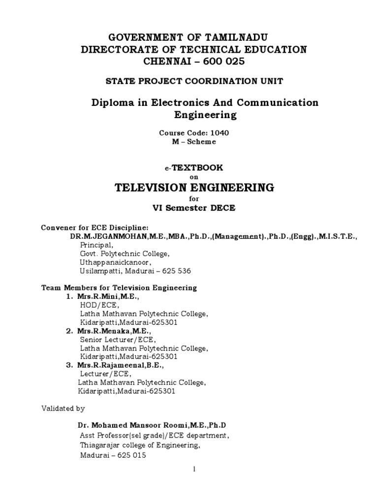 Television Engineering e-Textbook | PDF | Color | Vacuum Tube