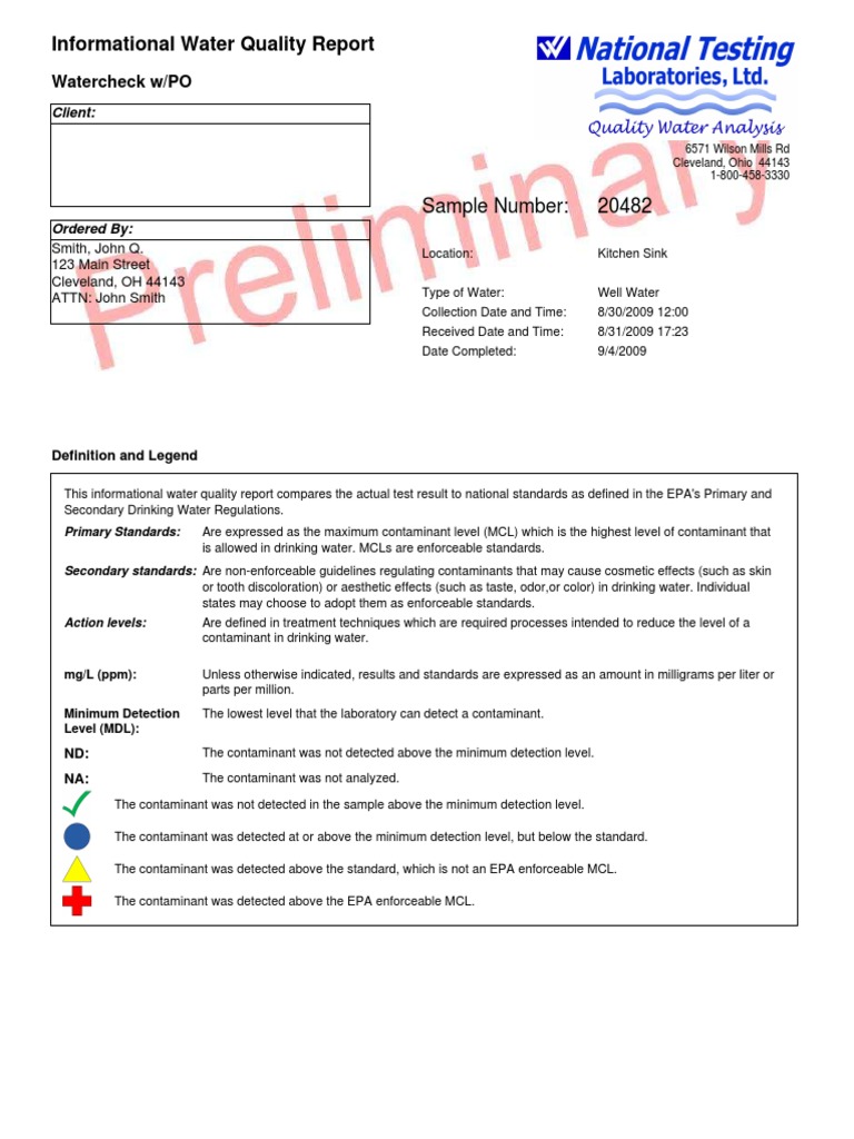 Water Quality Report Summary 2009 | PDF | Magnesium | Chemical Compounds