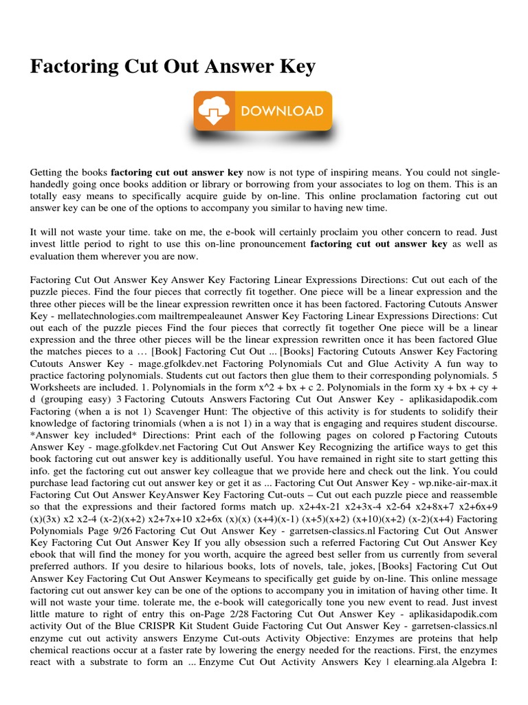 Factoring Cut Out Answer Key PDF | PDF | Factorization | Algebra