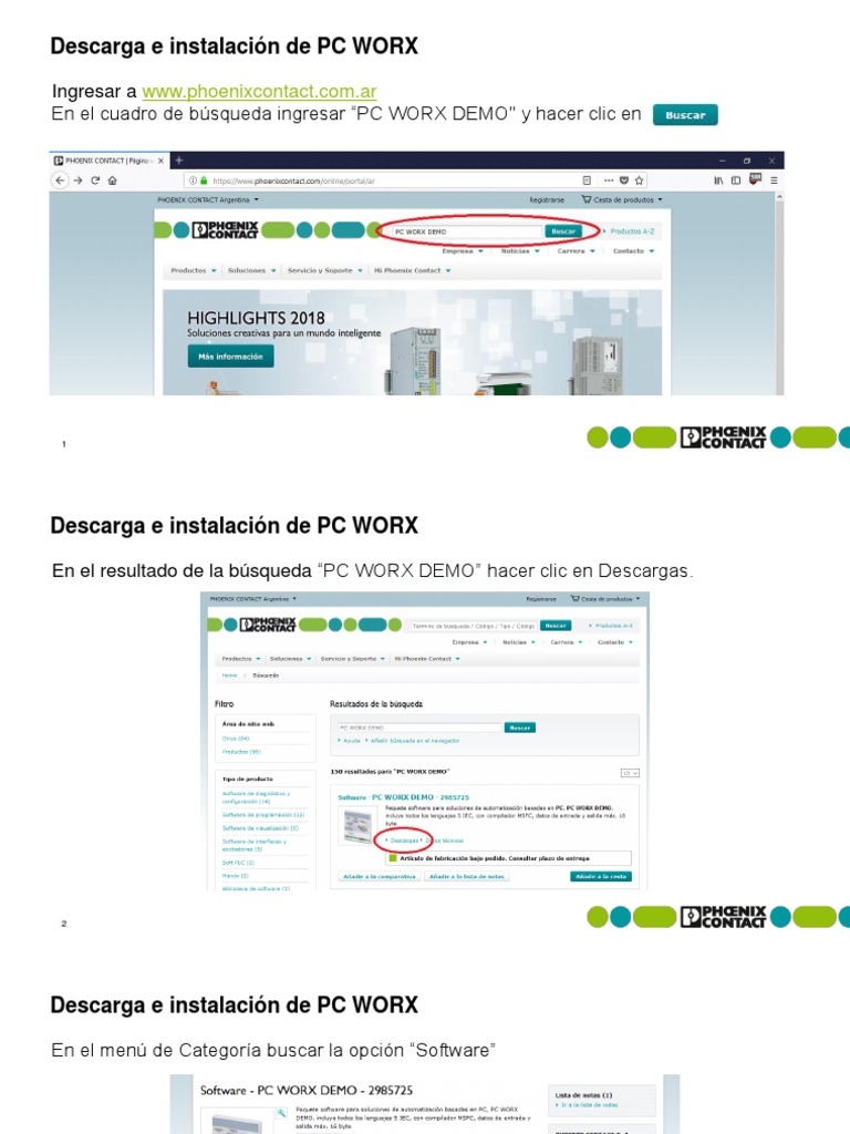 Guía de descarga de PC WORX DEMO | PDF