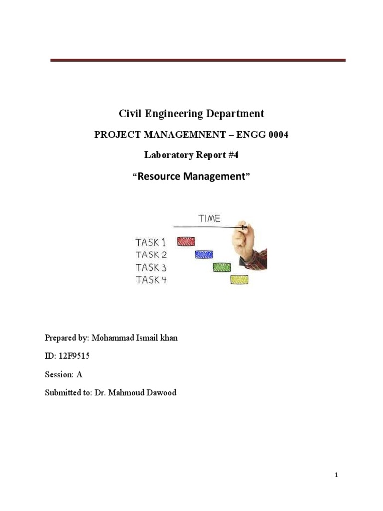 Civil Engineering Department: Project Managemnent - Engg 0004 ...