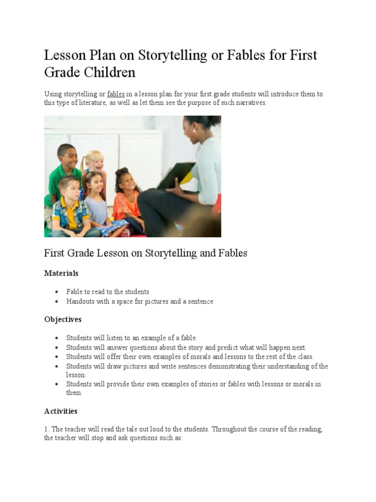 Lesson Plan On Storytelling or Fables For First Grade Children | PDF ...