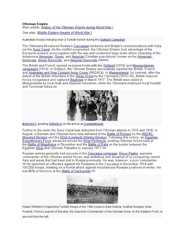 History of The Ottoman Empire During World War I Middle Eastern Theatre ...