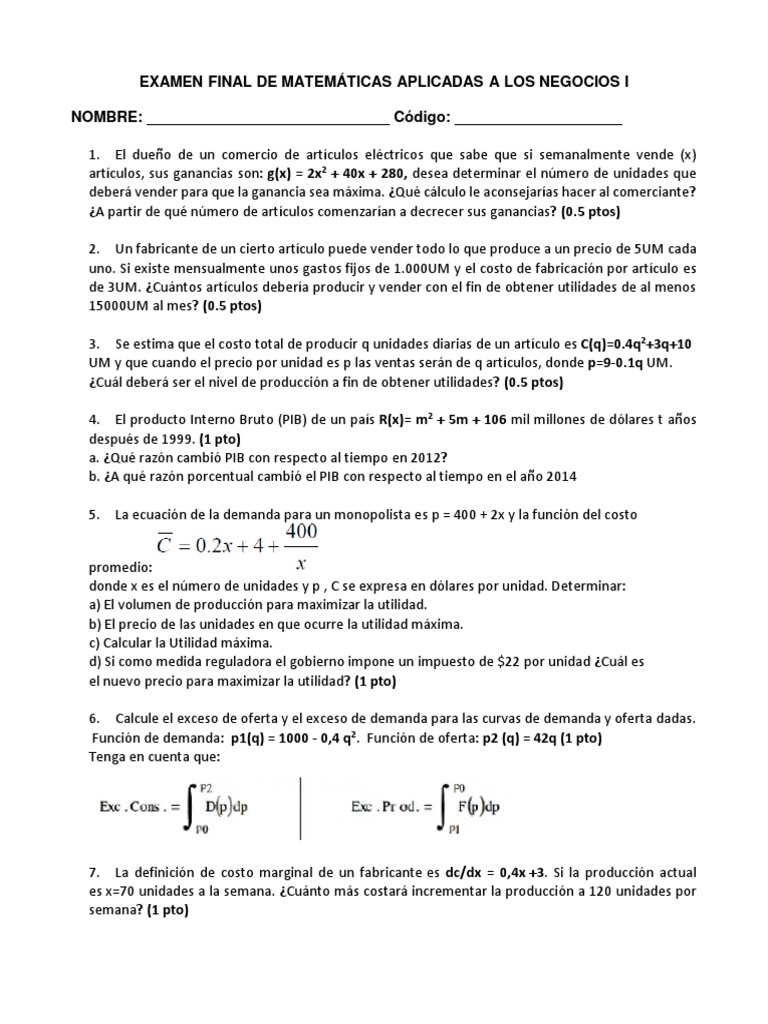 Examen Final I | PDF
