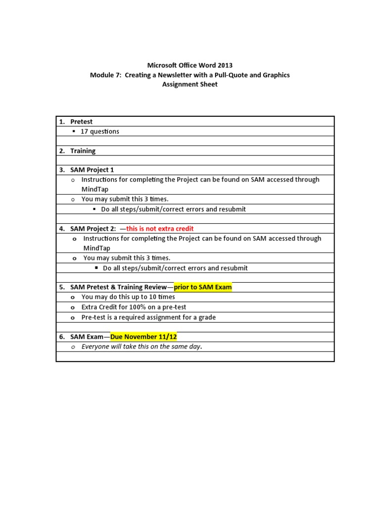 Word Module 7 Assignment Sheet | PDF