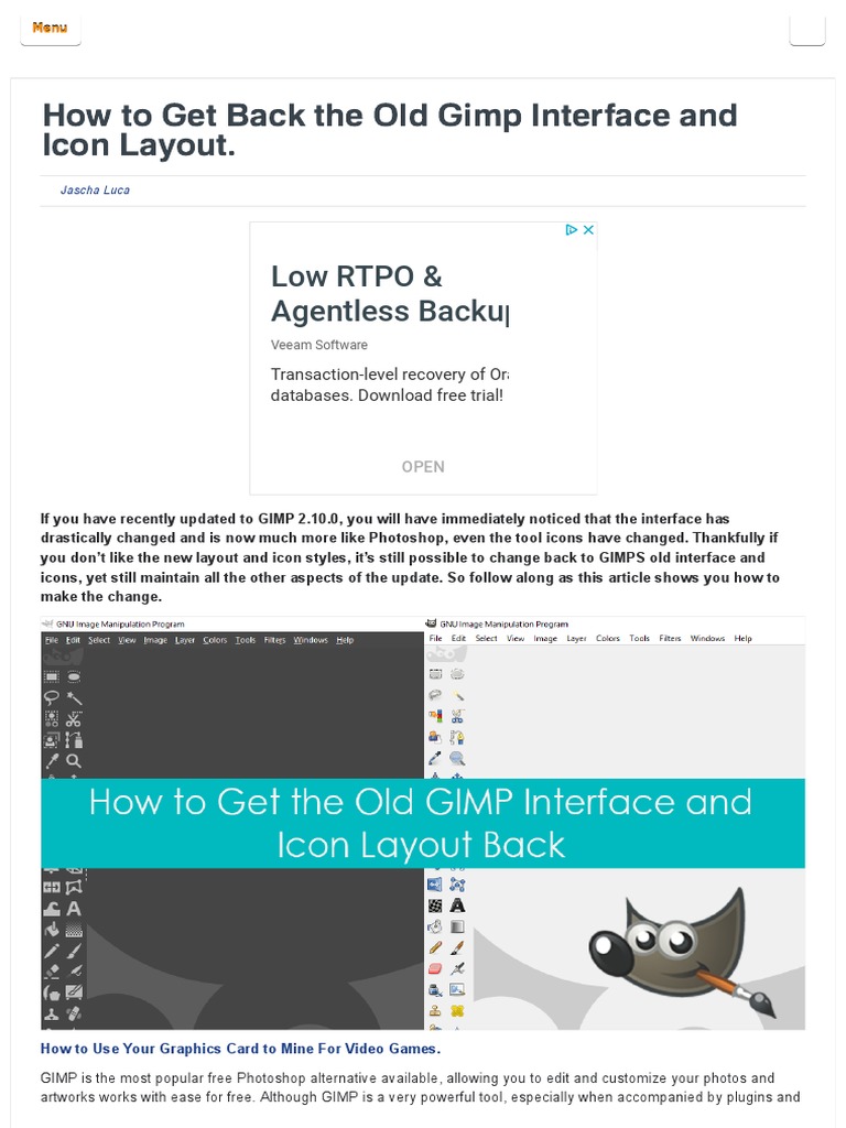 How To Get Back The Old Gimp Interface and Icon Layout | PDF | Adobe Photoshop | Graphical User ...