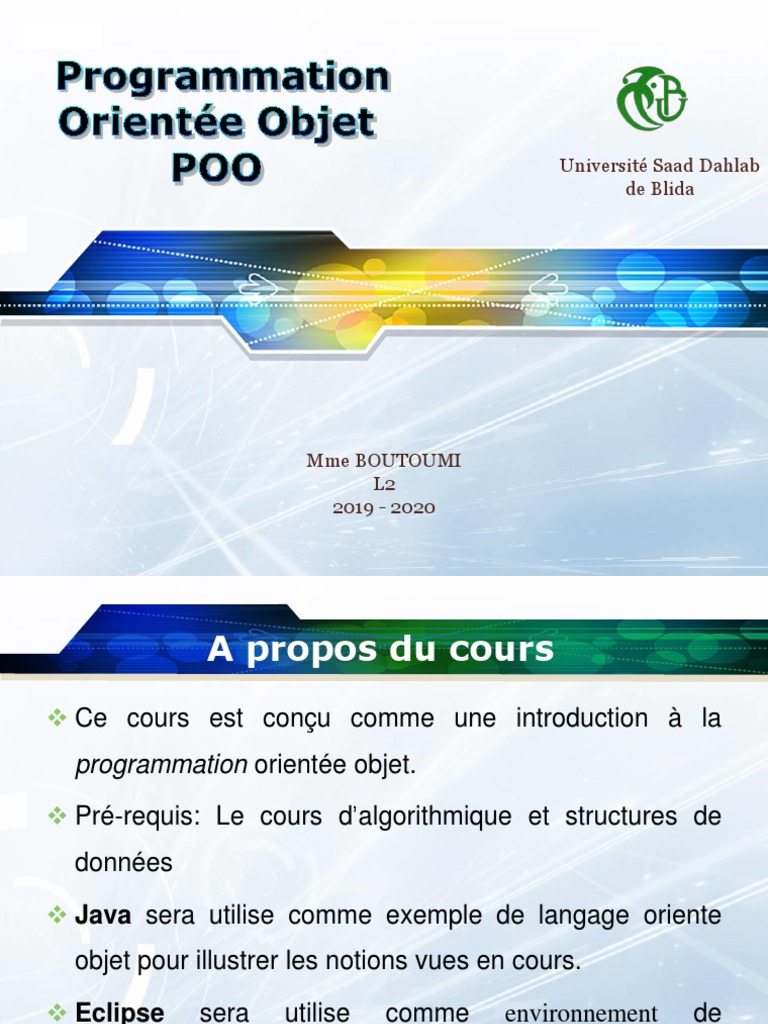 Chapitre1-Introduction POO | PDF | Classe (informatique) | Programmation orientée objet