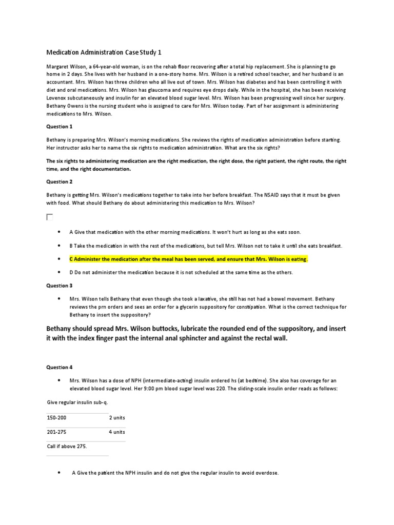 Medication Administration Case Study 1 | Download Free PDF ...