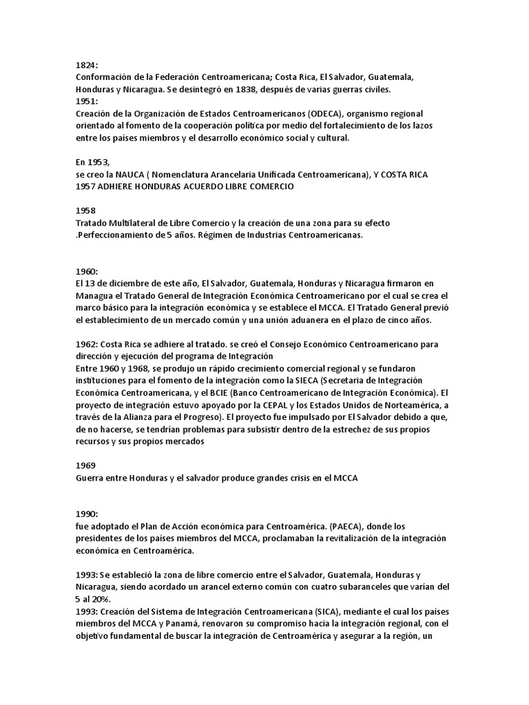 Historia del Mercado Común Centroamericano | PDF | Centroamérica ...